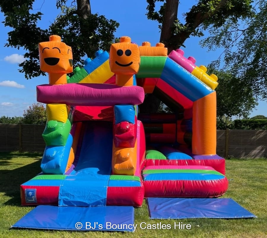 Bounce & Slide Lego 3D 'Large' - Bouncy Castles Hire and Event Hire in ...